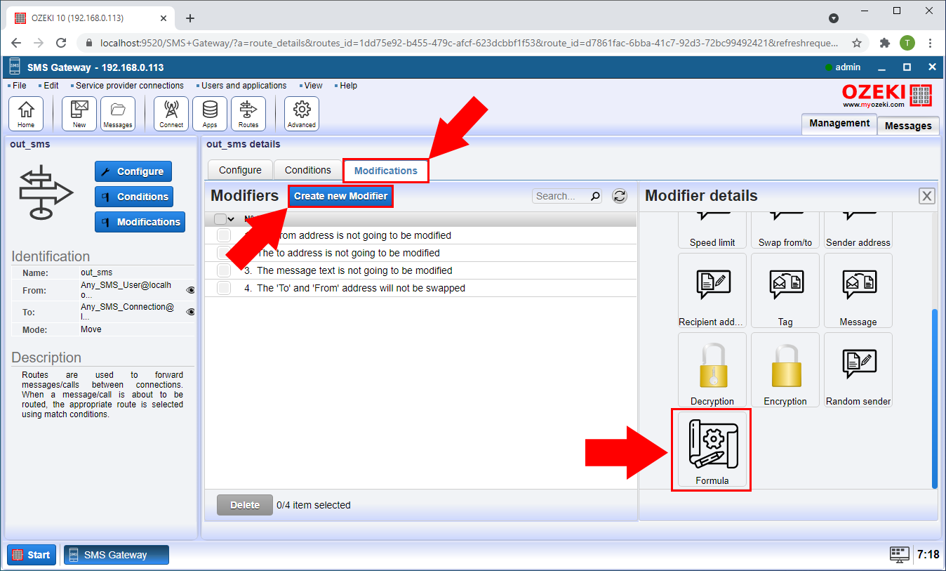 How to change the SMS text with C#