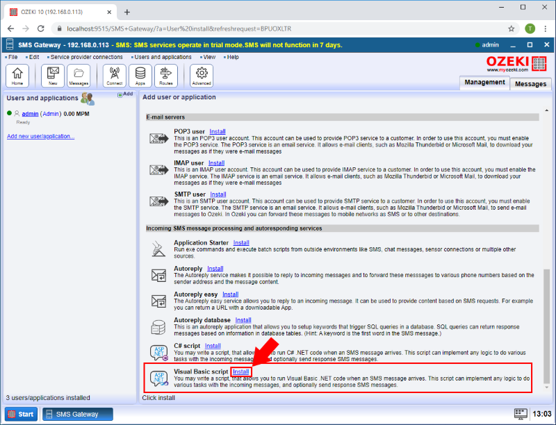 VB NET Sms Api Example Script