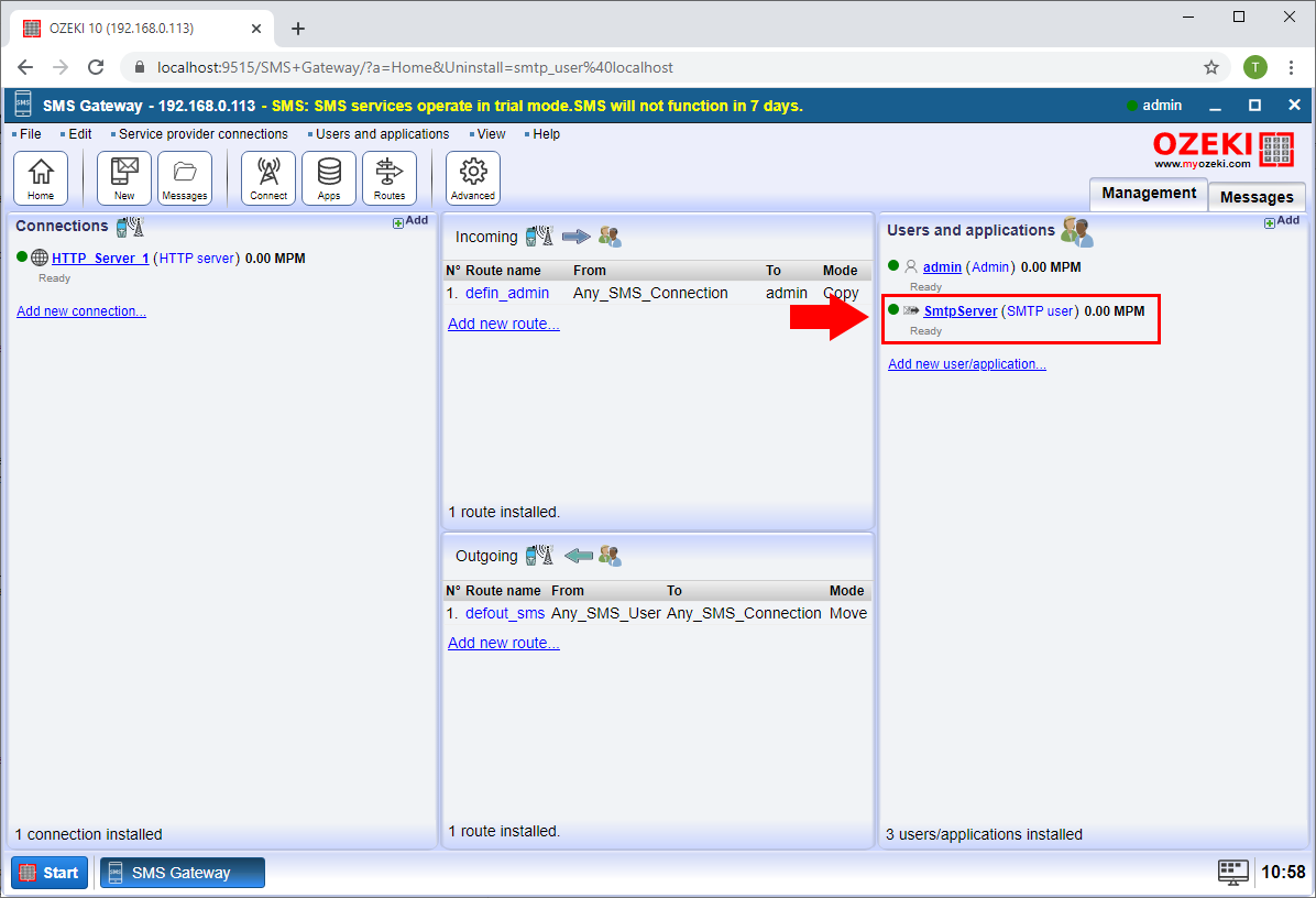 How to test SMTP to SMS using telnet