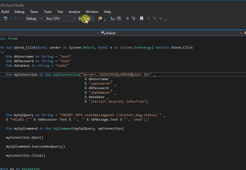 Send SMS From VB.NET using database