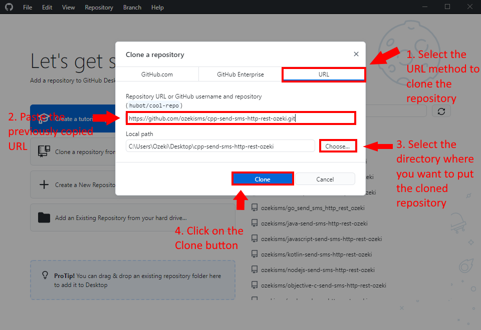 How to download the latest C/Cpp SMS api library from Github