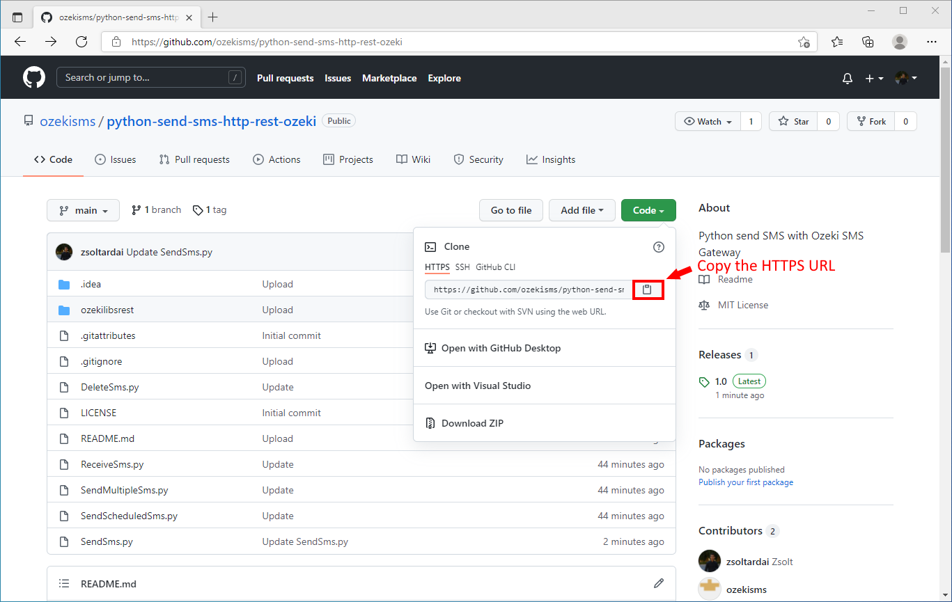 How to download the latest Python SMS library from Github